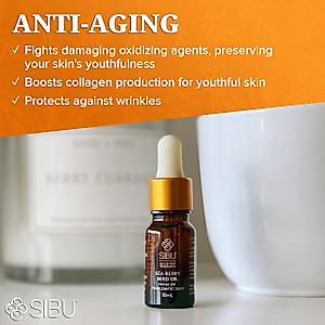 Sibu Premium Himalayan Sea Buckthorn Seed Oil, USDA Organic (10ml) – Amazing for Sensitive Skin, Breakouts, & Irritation