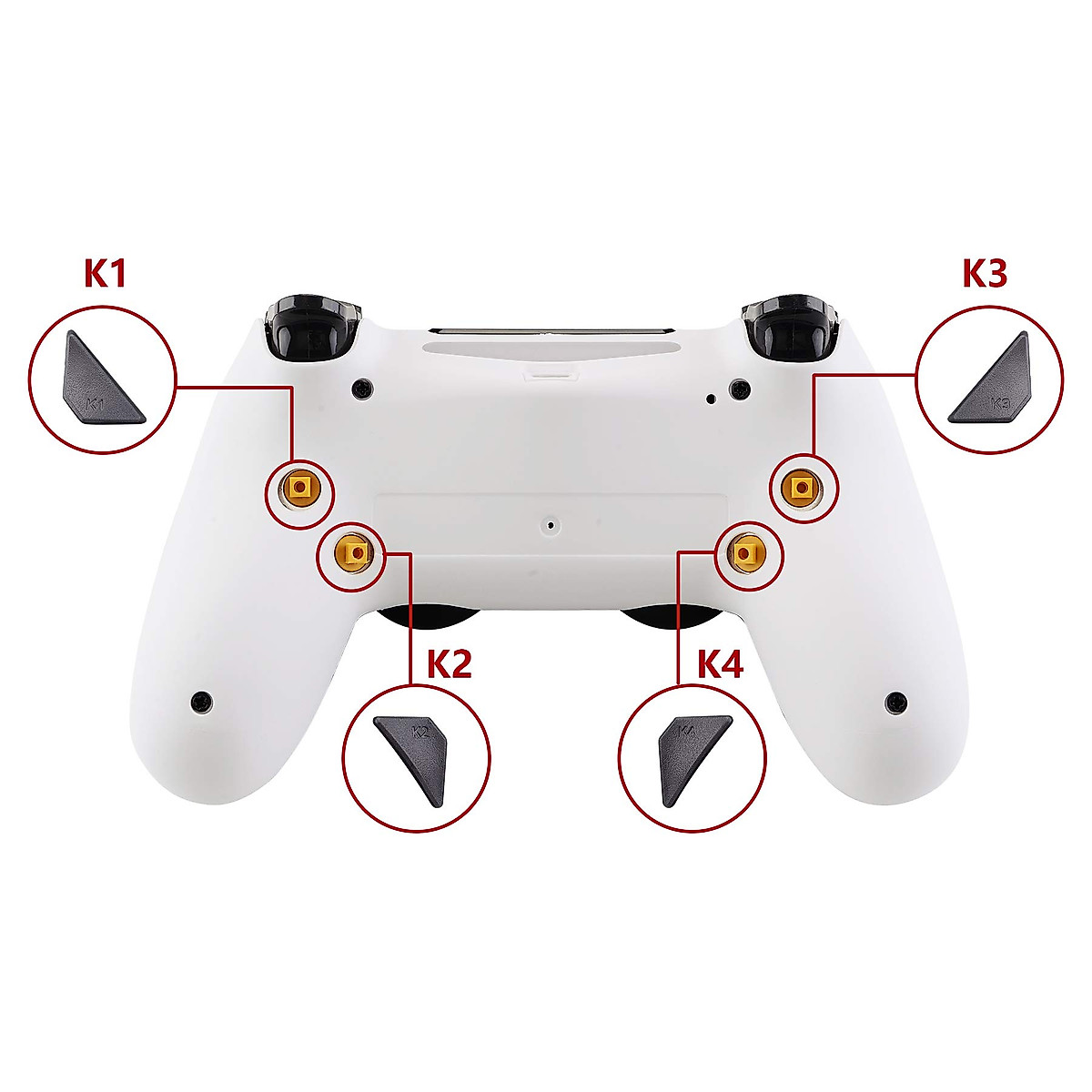 eXtremeRate White Dawn Programable Remap Kit for PS4 Controller with Upgrade Board & Redesigned Back Shell & 4 Back Buttons - Compatible with JDM-040/050/055 - Controller NOT Included