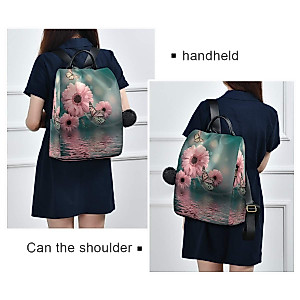 ALAZA Pink Floral Butterfly Backpack with Keychain for Woman Ladies