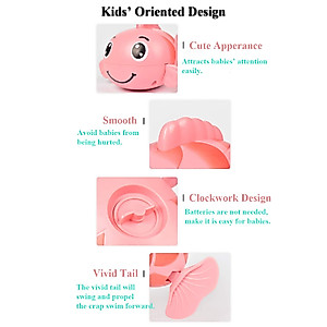 NEXTAKE Wind-up Carp Bath Toy for Kids, Windup Fish Bath Toy Bahtub Carp Toy Fish Floating Toy Carp Water Toy Swimming Fish Tub Toy for Toddlers (Pink)