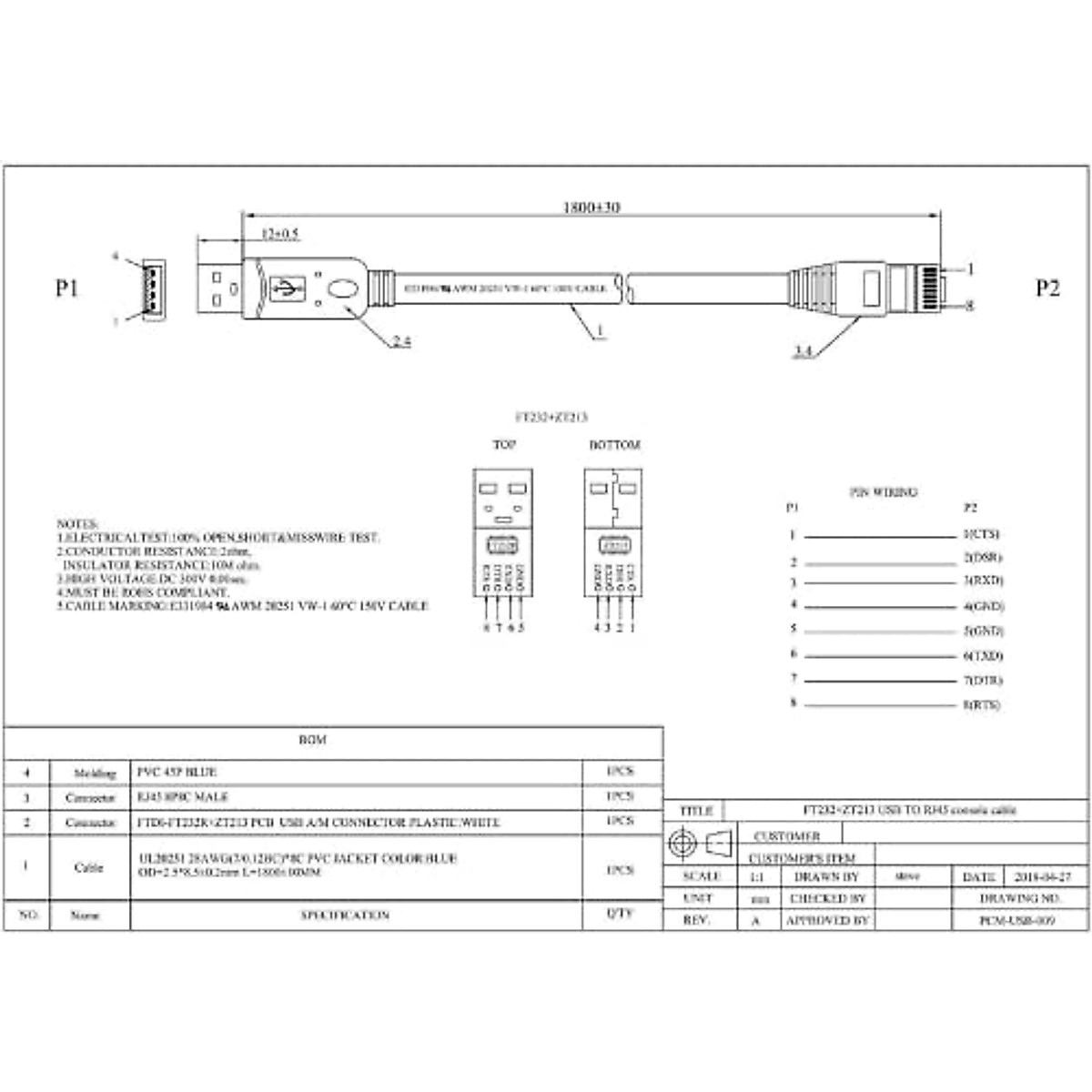 USB Console Cable USB to RJ45 Cable Essential Accesory of Cisco, NETGEAR, Ubiquity, LINKSYS, TP-Link Routers/Switches for Laptops in Windows, Mac, Linux (Blue)