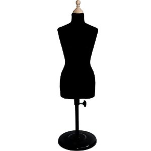 lavandeform Half Scale Dress Form (Not Full Size Body ) Female Mini for Clothing and Jewelry Display Usage Fabric Foam Body Fully Pinnable (Black)