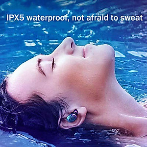 lemtlmt Wireless Earbuds Waterproof Bluetooth Earphones, Button Ear Buds with Charging Bin, in-Ear Headphones with Microphone Suitable for iPhone and Android Black Headset