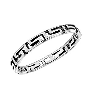 AeraVida Trendy Greek Key or Meander Band .925 Sterling Silver Ring | Vintage Patterned Silver Ring for Women | Minimalist Greek Accessory for All Occasion | Anniversary Jewelry Gift | Size (10)