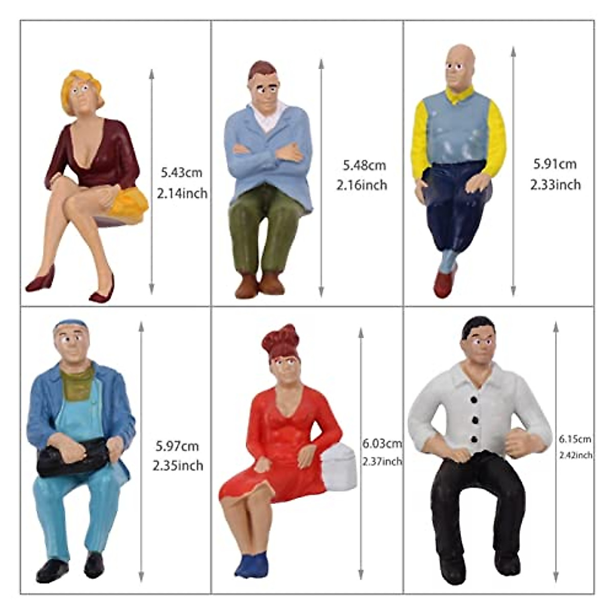 FSGLOVE Miniature Model Building Kit Model Railway Park Scenery 12pcs G- Scale 1:25 Painted Seated Figures Sitting People 12pcs Different Poses