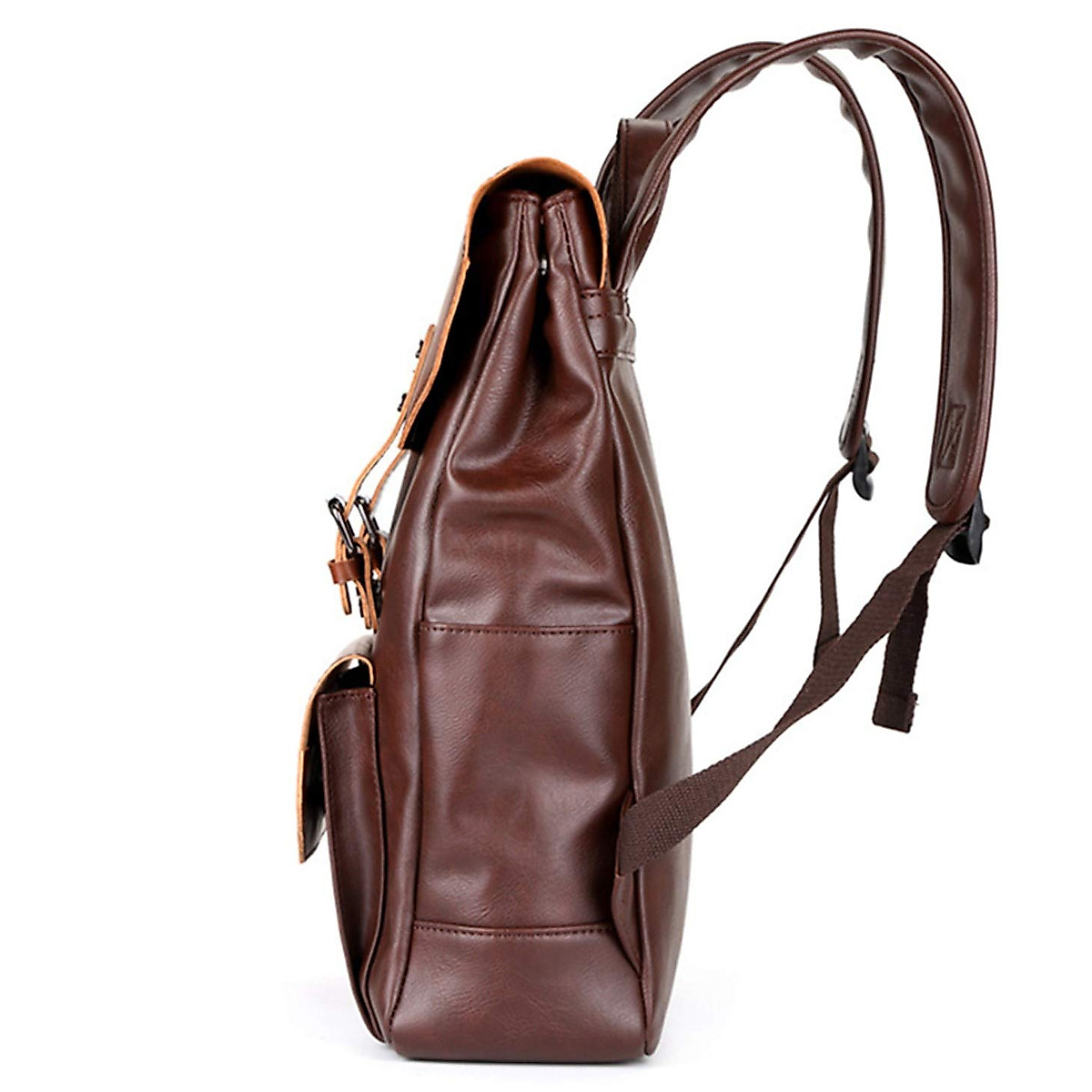 WEECOC Vintage Leather Backpack Casual Daypack for Men Women Laptop Bag Satchel Bags Unisex Satchel Bags Classic style (brown)