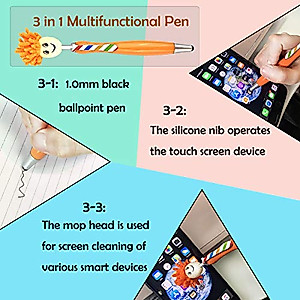Yarachel Mop Topper Pens - Screen Cleaner Stylus Pens 3-in-1 Stylus Pen Duster Creative Gel Ink Rollerball Pen for School Home Office Stationery Store Kids Girls Gift (6 Colors, 24 Pieces)