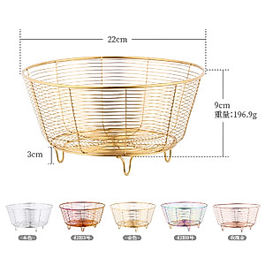Meisha Round Fruit Bowl, Creative Mesh Fruit Dish Basket Bowl, Round Rainbow Large Metal Wire Storage Baskets, Modern Style Container for Fruit, Vegetables, Bread, Snacks - 8.46" Diameter