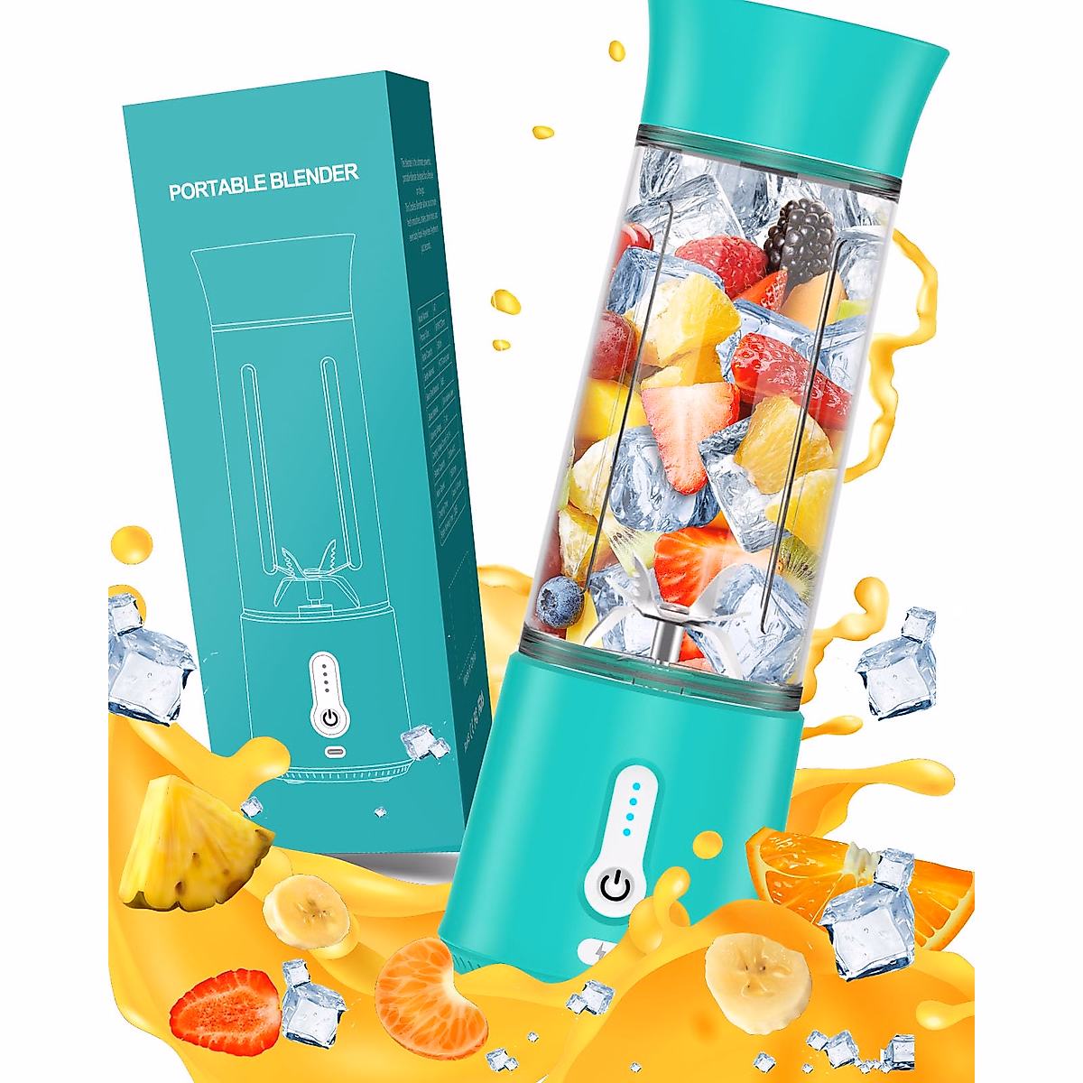 Portable Blender for Shakes and Smoothies, 17 Oz Personal Size Blenders 6 Blades Portable Blender, 4000mAh USB Rechargeable Personal Blender with BPA Free, Mini Blender for Sports/Travel/Home/Gym