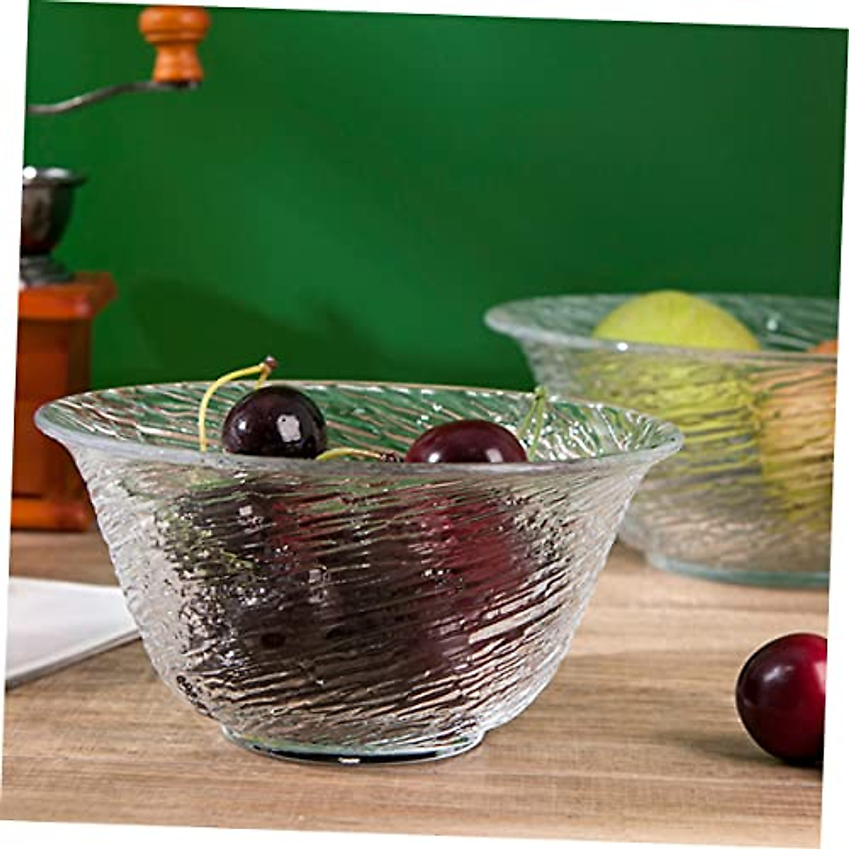 Alipis 2 Pcs Transparent Salad Bowl Old Fashioned Glass Vegetable Container Trifle Bowl Glass Pasta Crystal Serving Bowl Deep Soup Fruit Bowls Glass Bowl Simple Style Bowl Yogurt Bowl