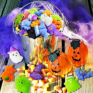 Halloween Mochi Squishy Toys 30 PCS, Squishies Halloween Toys Halloween Party Favors for Kids, Halloween Treat Bags Goodie Bag Fillers, Halloween Treats Classroom Prizes Mini Kawaii Stress Relief Toys