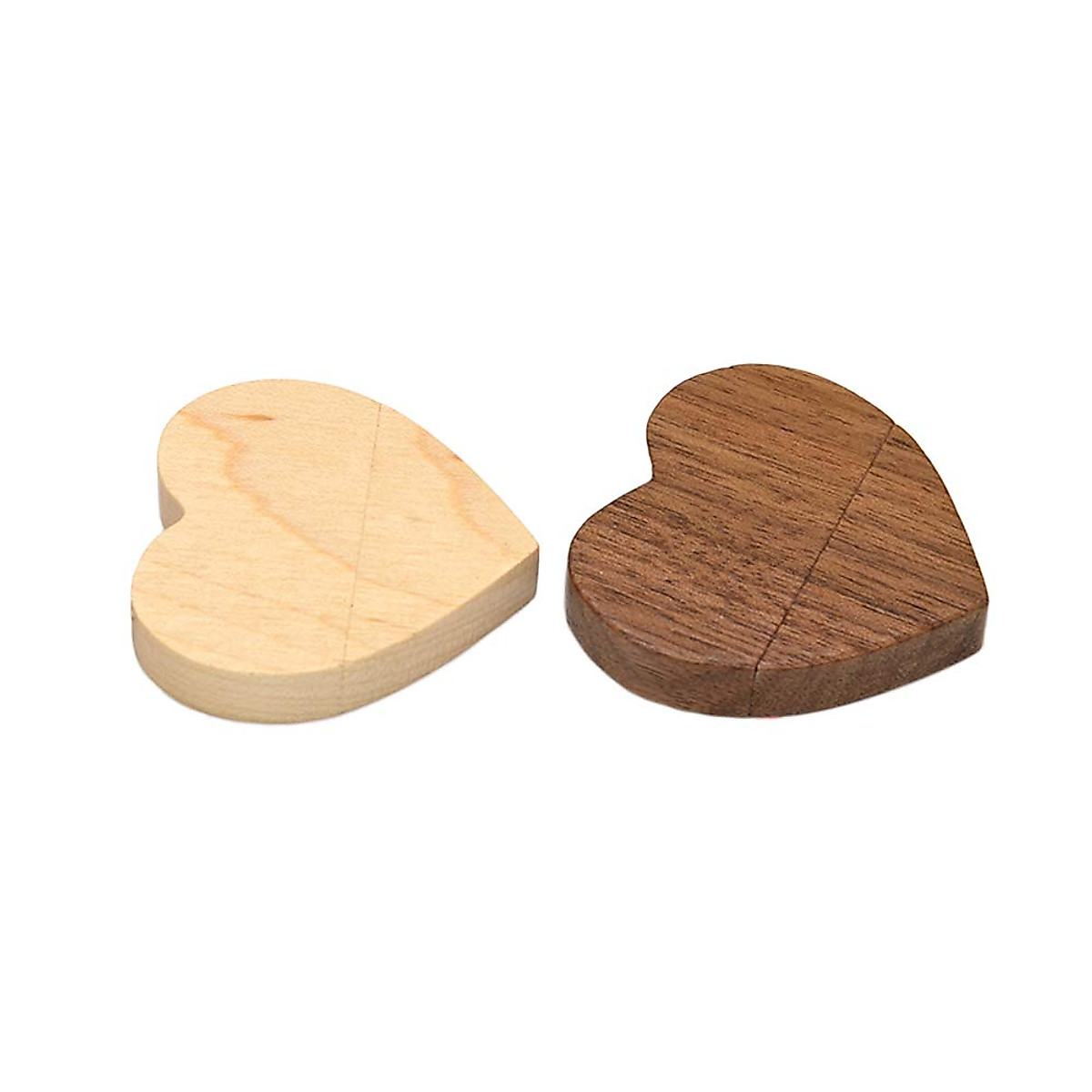 YOOGO Wooden Heart Shape USB Flash Drive USB Memory Stick Thumb Drivers 32GB 2.0 High Speed with Matching Box for Novelty Wedding Gift (32GB, Walnut)