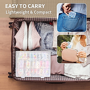 Bead Organizer Box, 30Pcs Small Clear Plastic Bead Storage Containers, 1 Craft Storage Box with Hinged Lid, 120 Labels, Mini Box for Jewelry Making DIY Bracelets Beading Nails Screws Seeds Small Parts