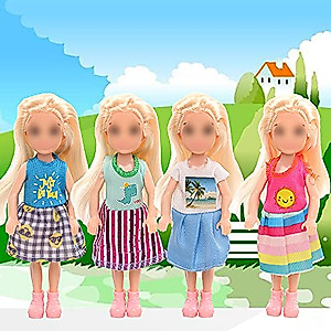Miunana 12 pcs Girl Doll Clothes Dress Outfits and Shoes for Chelsea 11.5 Inch Girl's Sister 6" Doll Clothing with 2 Pairs of Shoes for 4-6 Inch Chelsea Girl Dolls Clothes and Accessories
