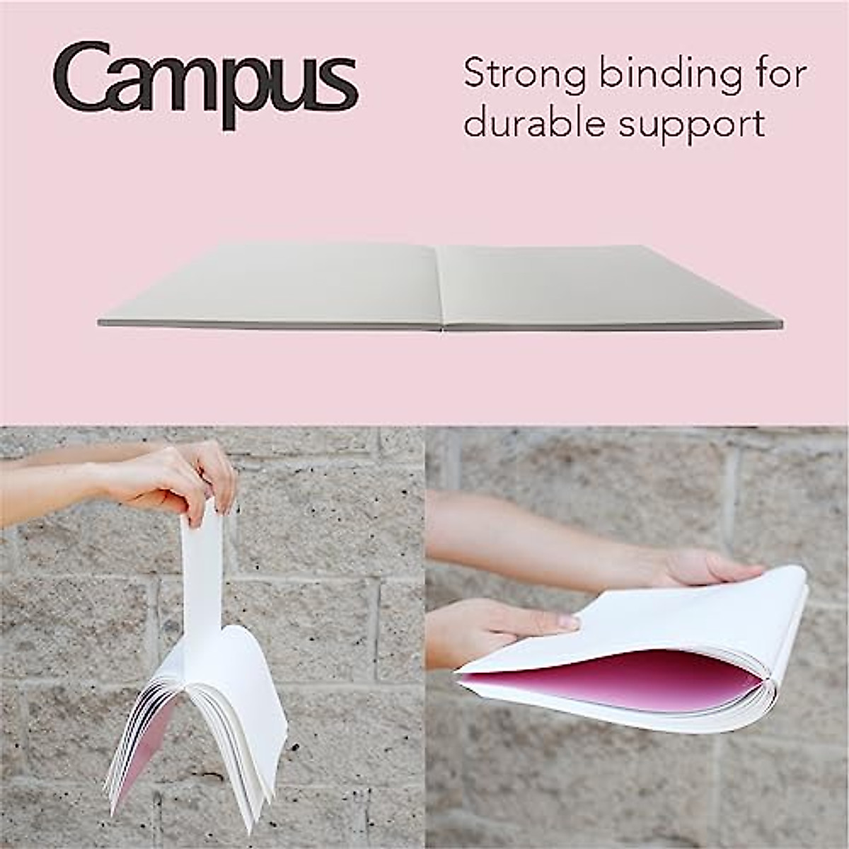 KOKUYO Campus Notebook, 9-3/4“ x 7-1/2”, College Ruled, 80 Sheets (160 pages), Bleed Resistant, Pack of 3 Colors - Pink, Blue, Lavender, Made in Japan (WSG-NO-308CG1×3)