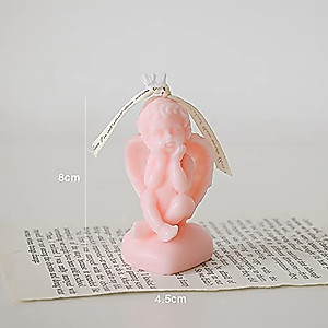 Cute Angel Shaped Scented Candle,50G Aroma Soy Wax Decorative Candle,Handmade Aesthetic Candlefor Table Photo Prop Birthday Gift,Prefect for Meditation Stress Relief Mood Boosting Bath Yoga (Pink)