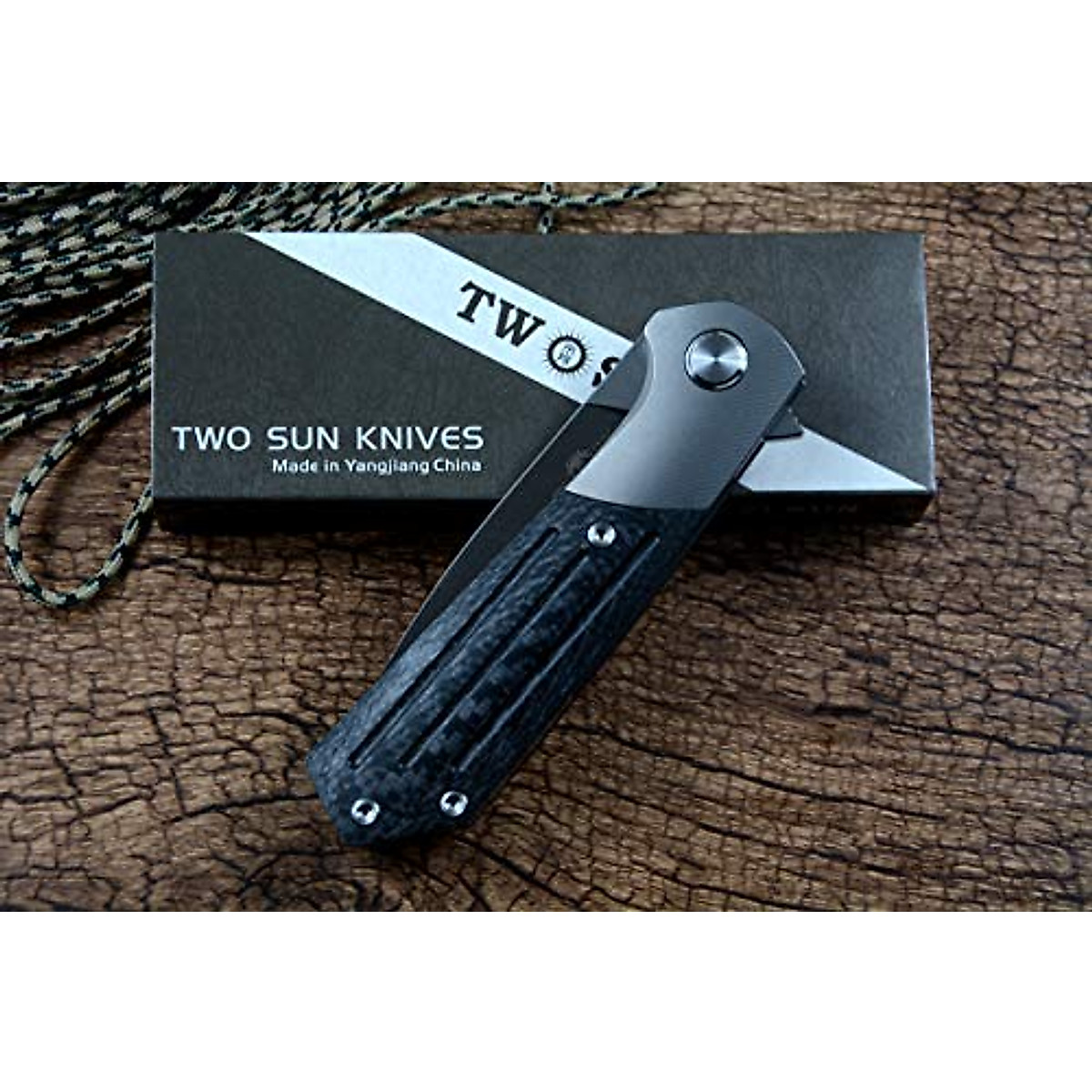 TWOSUN TS223 M390 Blade Titanium Carbon Fiber Handle Frame Lock Gift Collection Folding Knives