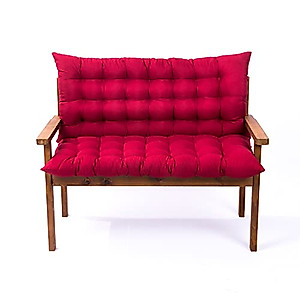 Hruile Replacement Cushion for Outdoor Patio Swing, 2-3 Seater Bench with Backrest, 3 Inch Thick Seat Sofa Pad Settee Ties,59x40in,Wine Red
