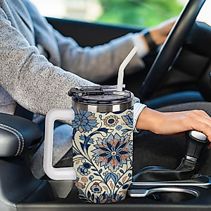 30oz Floral Stanley Cup Insulated Tumbler – Vacuum Insulated, Double Wall Design, 30oz Tumbler with Handle Straw for Hot Cold Beverages, Spill-Proof Insulated Cups Perfect for Adults