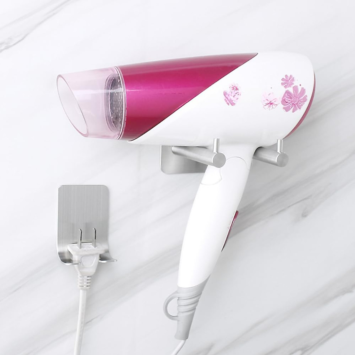 DALUOBO Hair Dryer Stand Holder Wall Mounted Punch Free Blow Dryer Holder Rack Organizer For Hair Dryer