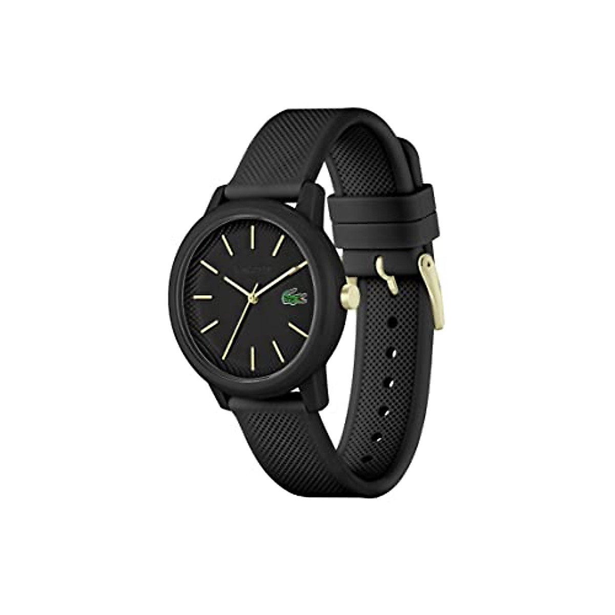 Lacoste 12.12 Women's Quartz Plastic and Silicone Strap Watch, Color: Black (Model: 2001212)