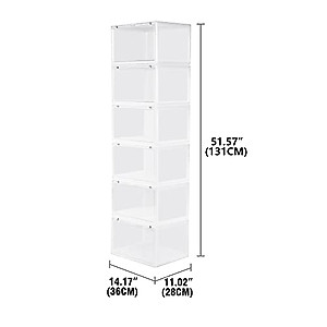 Yunge 6PCS/SET Shoe Storage Boxes Shoe Organizer With Magnetic Door Transparent