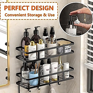 CIT ZCFYU Shower Caddy Bathroom Shelf Organizer 3 Pack, Strong Adhesive Shower Shelves for Inside Shower Accessories,Black Shower Corner Basket with Soap Holder,Stainless Steel Shower Storage Rack