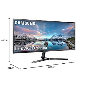 SAMSUNG 2021 34" Class Ultrawide Monitor Flat 3 for Business and Student, 21:9 Wide Screen, 3440 x 1,440 Ultra WQHD, 4ms Response Time, 75Hz Refresh Rate, PBP and PIP w/Ghost Manta Accessories