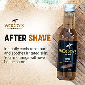 Woody's Aftershave, Soothing Post-Shave Tonic for Men With Aloe Vera, Calendula, Chamomile, and Monoi Oils, 6.3 Fl Oz