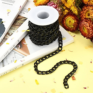 DanLingJewelry 16.4 Feet Black Color Aluminium Curb Chains Twisted Links Spool for Jewelry Making Crafts