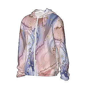 Alcohol Ink Painting Marble Sun Protection Outdoor Full Zip Hoodie Long Sun Shirts