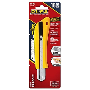 OLFA 18mm Heavy-Duty Utility Knife (BN-AL) - Multi-Purpose Retractable Precision Knife w/Ergonomic Grip Handle & Snap-Off Blade, Replacement Blades: Any OLFA 18mm Blade