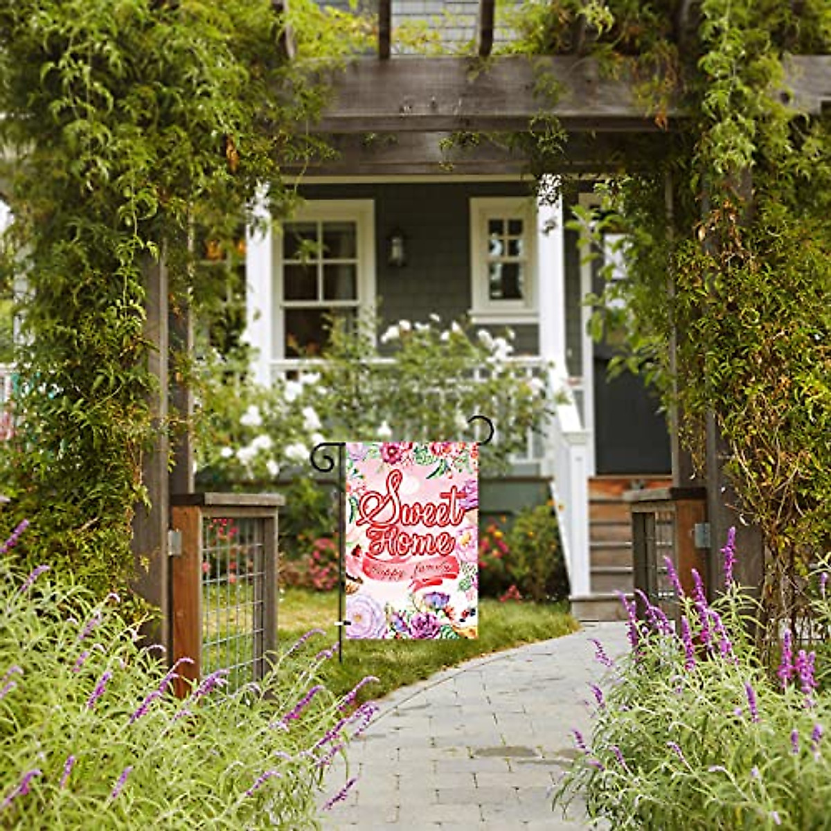 Seasonal Garden Flags Set Of 12 And Garden Flag Organizer, 12 x 18 inch Double Sided Yard Flags, 21 Pockets Of Flag Organizer. Puncture Resistant, Strong Metal Hook, Organizer Easy To See Through