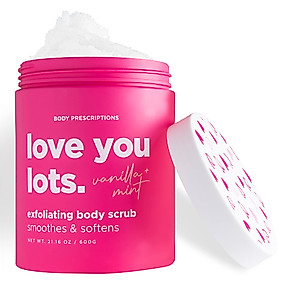 Body Prescriptions Exfoliating Body Scrub – Body Cleanser for Nourished, Ultra-Smooth Skin, Vanilla and Mint (Love You Lots)