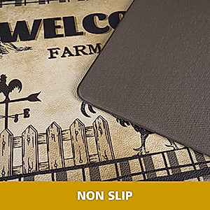 ASPMIZ Farmhouse Kitchen Mat Set Anti Fatigue 2 Piece, Non-Skid Waterproof Kitchen Mats and Rugs Cushioned, Washable Kitchen Rug Chicken Floor Comfort Mats for Kitchen Home, 18'' x 48'' + 18'' x 30''
