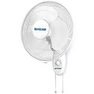 Hurricane Wall Mount Fan - 16 Inch, Supreme Series, Wall Fan with 90 Degree Oscillation, 3 Speed Settings, Adjustable Tilt - ETL Listed, White
