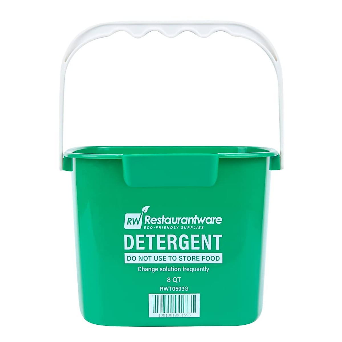 Restaurantware-RW Clean 8 Quart Cleaning Bucket, 1 Detergent Square Bucket - With Measurements, Built-In Spout And Handle, Green Plastic Utility Bucket, For Home Or Commercial Use,