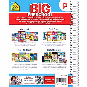 School Zone - Big Preschool Workbook - 320 Spiral Pages, Ages 3 to 5, Colors, Shapes, Numbers, Early Math, Alphabet, Pre-Writing, Phonics, Following Directions, and More (Big Spiral Bound Workbooks)