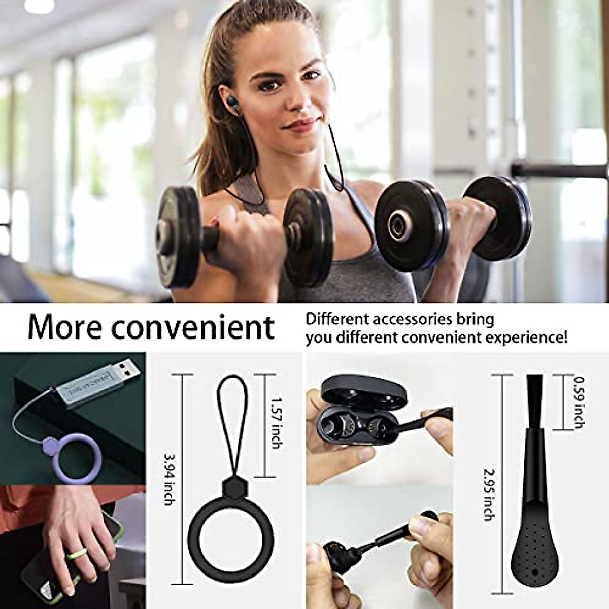 for Sony WF-1000XM4 Case Cover,Woocon 5 in 1 Soft Silicone Protective Accessories Kit Skin Sleeve for Sony WF1000XM4 True Wireless Earbuds Charging Case with Keychain/Anti-Lost Strap/Ring/Brush(Black)