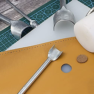 7Pcs Leather Half-Round Cutter Punch Trimming Perforated Leather Craft Tools Slot Punch for Making Wallets, Belts and Purses (Silver,)