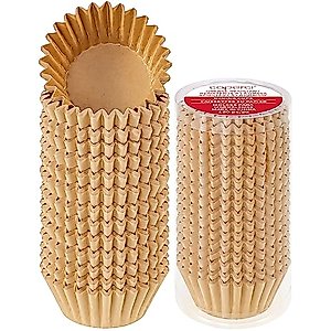 Caperci Grease-Resistant Standard Natural Cupcake Liners 150 Counts - Heavy Duty Paper Muffin Baking Cups, Odorless, No Muffin Pan Needed, Easily Peels (Natural)