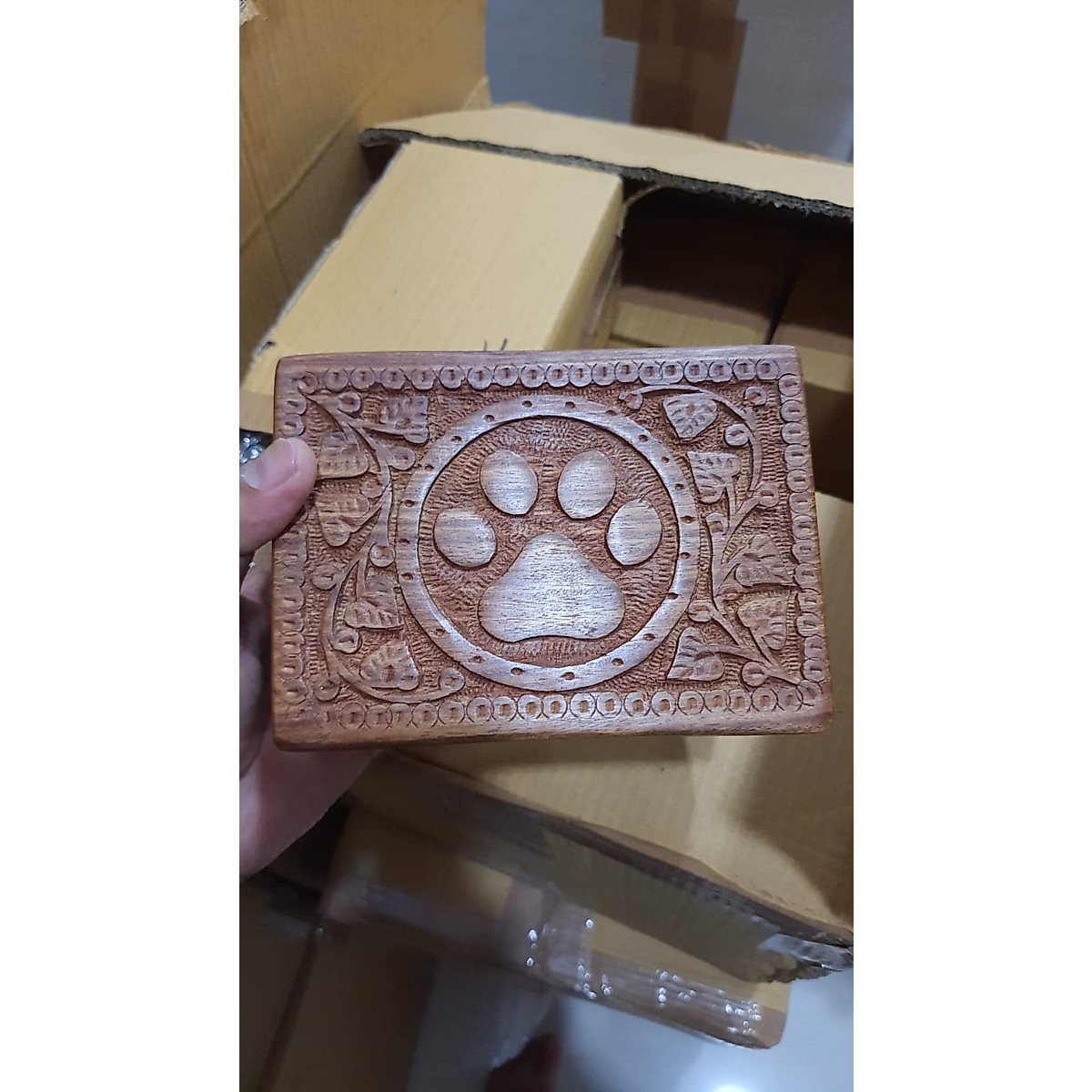 Wooden Pet Memorial Cremation Urns for Ashes Pet Urn Wood Keepsake Paw Box Urns for Cat Dogs Ashes | Cat Memorials