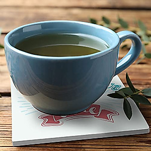 Lunarable Saying Sandstone Coaster Set of 2, May Your Dreams Come True Lettering Positive Hype Motivation, Absorbant Square Coasters for Drinks Mug Cups, 4.25", Blue Pale Blue