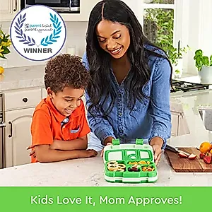 Bentgo® Kids Bento-Style 5-Compartment Lunch Box - Ideal Portion Sizes for Ages 3 to 7 - Leak-Proof, Drop-Proof, Dishwasher Safe, BPA-Free, & Made with Food-Safe Materials (Green)
