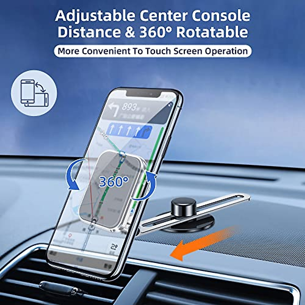 YOUNG&YANG Magnetic Phone Holder for Car Universal Folding Car Dashboard Windshield iPhone Holder Mount Strong Magnet 360° Rotation Laptop Phone Holder Fit All Smartphones, iPhone 14/13/12 Android