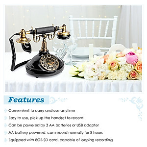 Audio Guest Book Wedding Phone Record Customized Audio Messages Audio Guestbook Phone for Wedding, Bridal Shower, Birthday Party, Baby Shower, Anniversary, Engagement (Black)