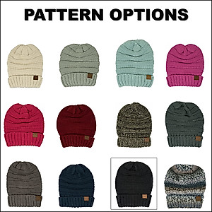 Funky Junque Trendy Warm Oversized Chunky Soft Oversized Cable Knit Slouchy Beanie (Black)