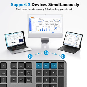 OMOTON Bluetooth Keyboard Compatible with Mac, with Numeric Keypad, Rechargeable Wireless Keyboard Compatible with MacBook Pro/Air, iMac, Mac Mini/Pro Laptop and PC