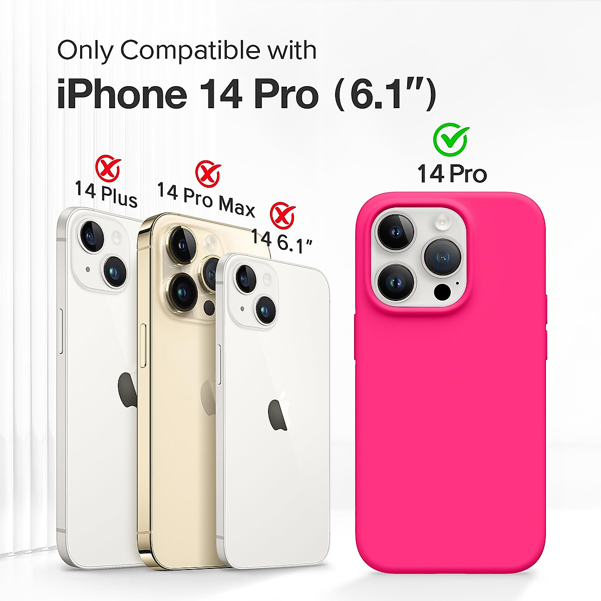 GONEZ Magnetic for iPhone 14 Pro Case, [Compatible with Magsafe] [2X Screen Protector + 2X Camera Lens Protector], Liquid Silicone Shockproof Protective Phone Case for iPhone 14 pro 6.1", Rose Red