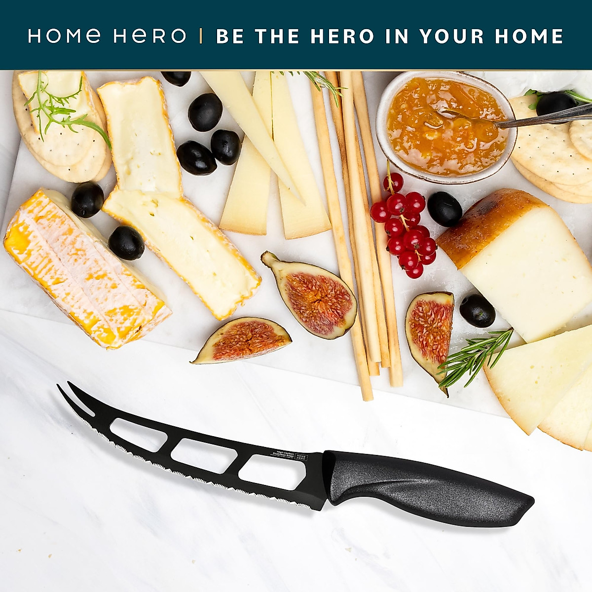 Home Hero 2 Pcs Cheese Knife with Sheath - High Carbon Stainless Steel Chopping Knife with Ergonomic Handle - Razor-Sharp Multi-Purpose Kitchen Knife for Chopping Vegetable and Cooking